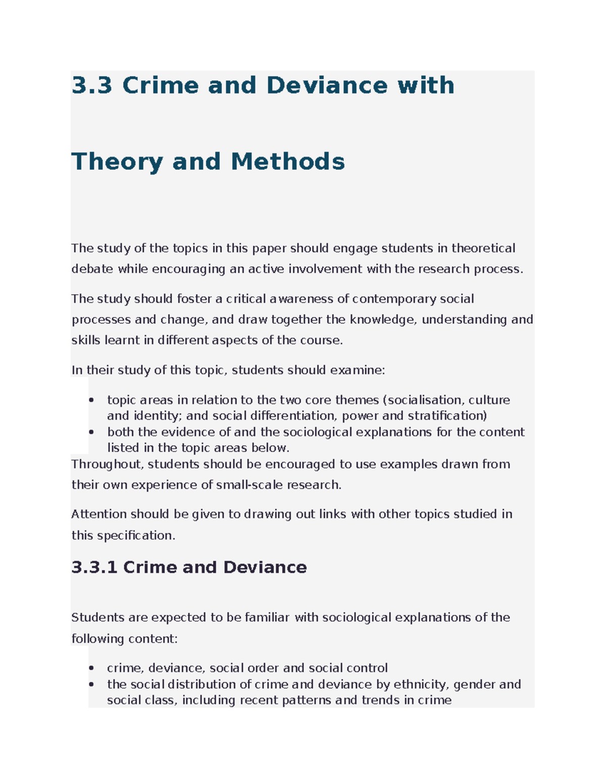 Document 4 - This is the specification for crime and deviance a level ...