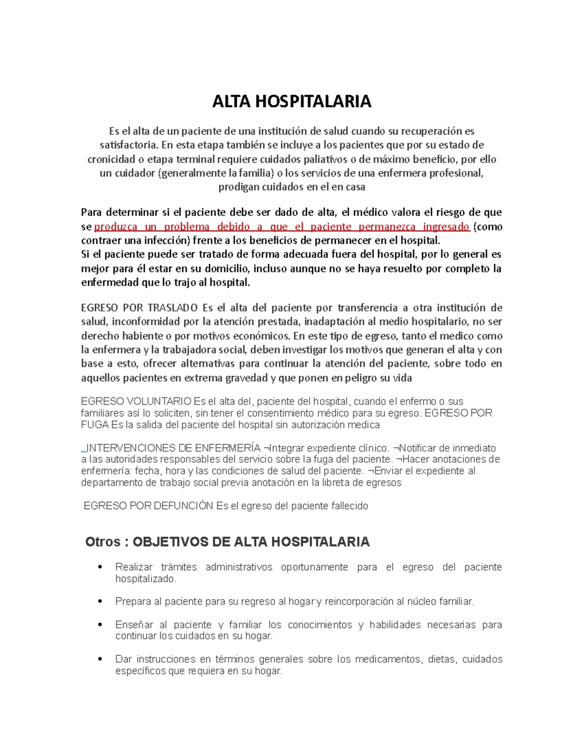ALTA Hospitalaria Explicacion jfheuheuhdeudeudeudeuhfrfrfrorfn ...