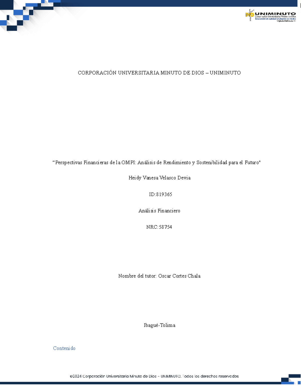 Actividad analisis financiero - CORPORACIÓN UNIVERSITARIA MINUTO DE DIOS – UNIMINUTO ...