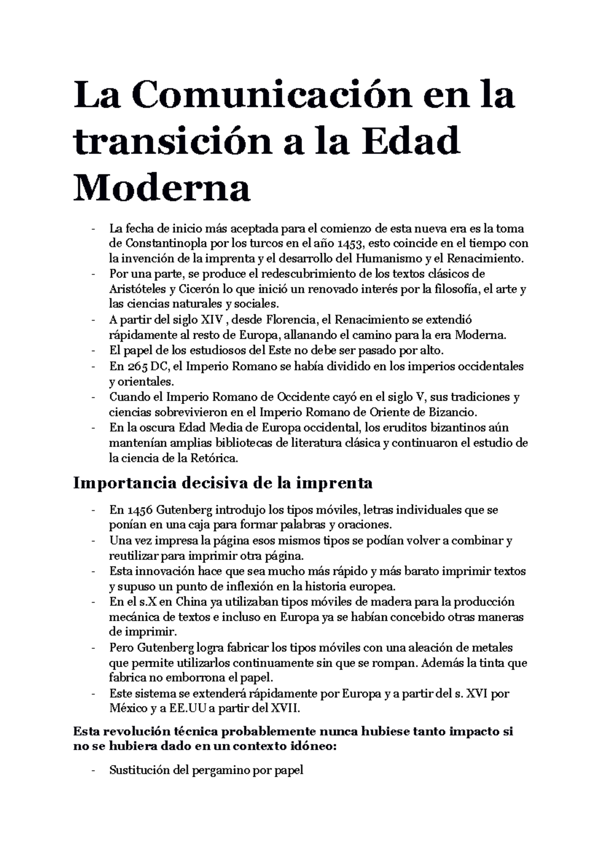 Tema 3 - La Comunicación en la transición a la Edad Moderna - La ...