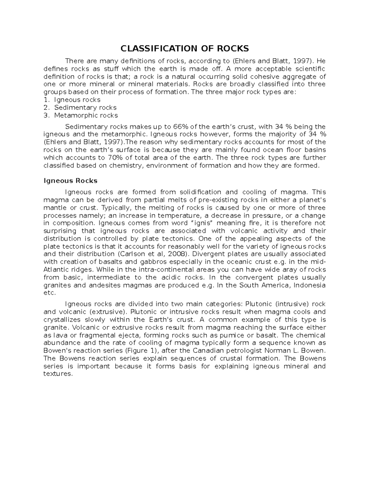 Classification OF Rocks - CLASSIFICATION OF ROCKS There are many ...