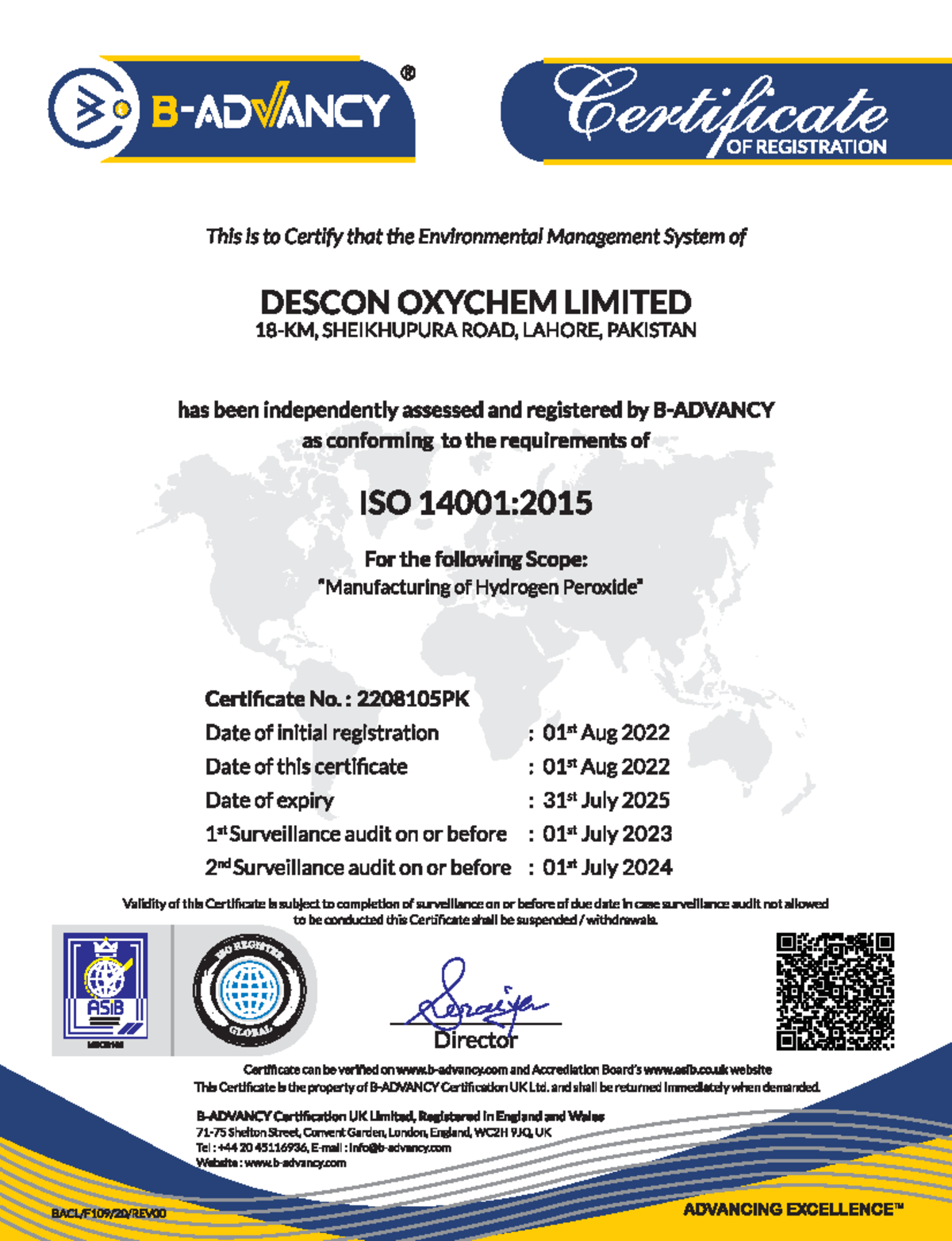 Certificate-iso140012015 - Maintenance Engineering and Management - Studocu