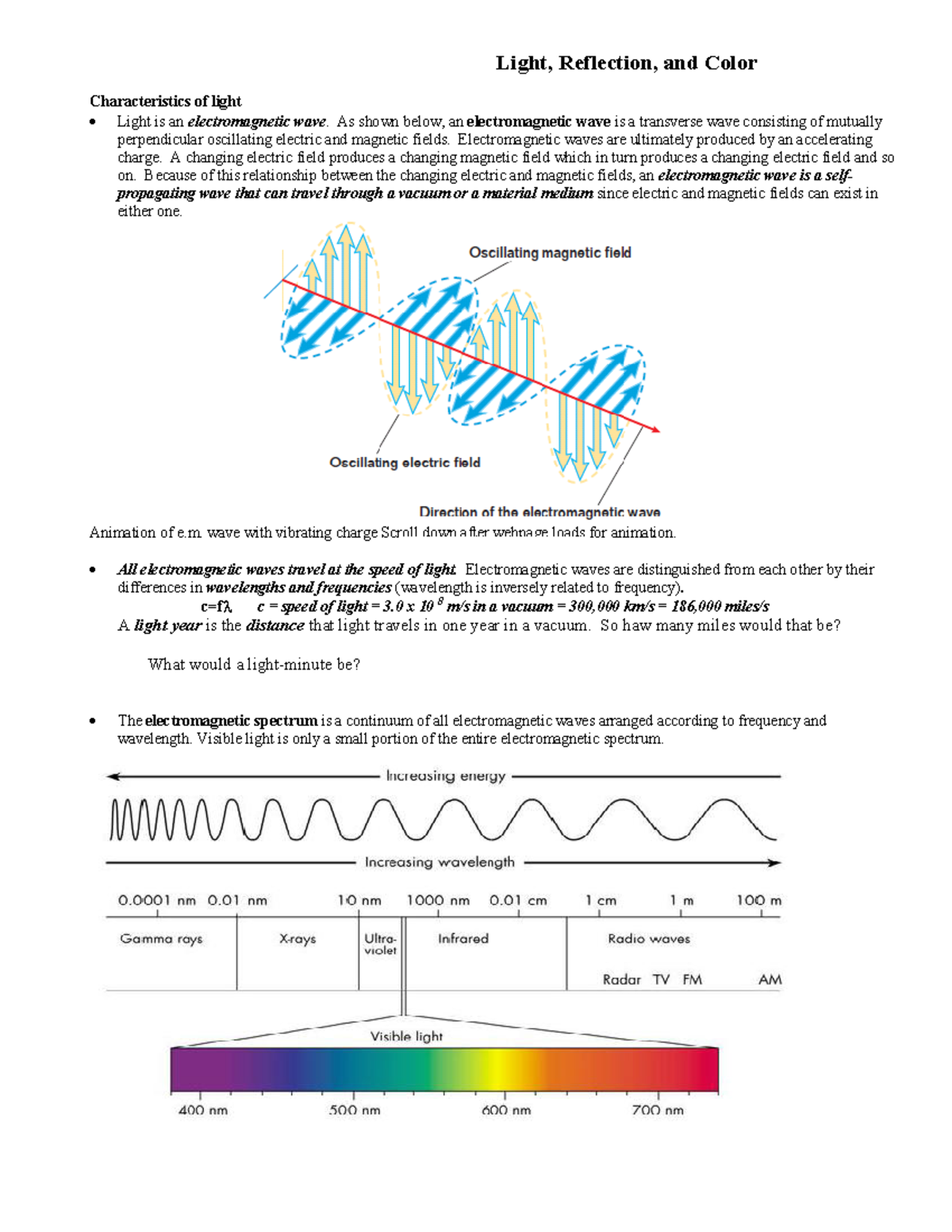 Light, reflection and colour in physics - - Studocu