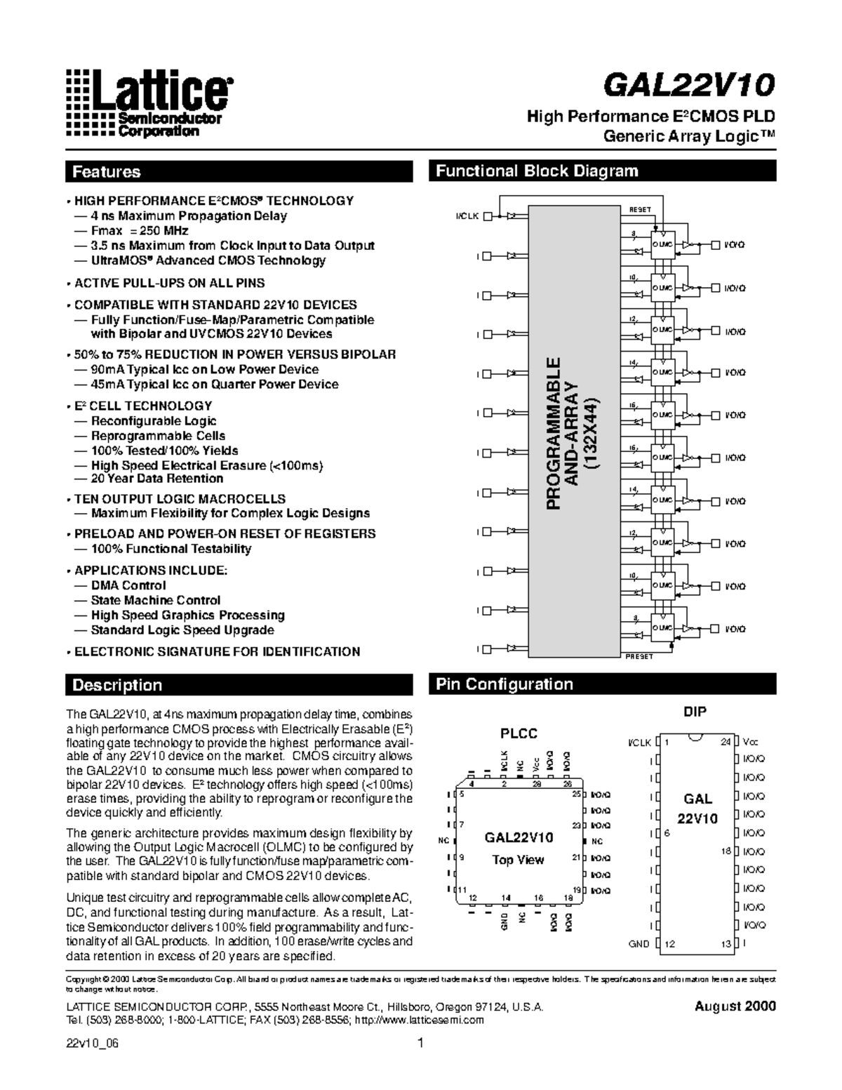 Datasheet - Diseño de gal - 1 Features • HIGH PERFORMANCE E 2 CMOS ...