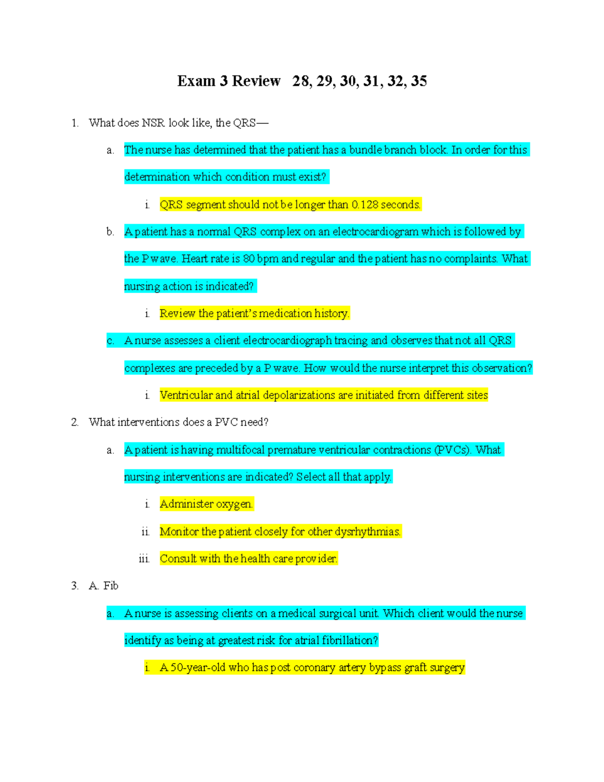 ACM Exam 3 Review - 1- 4th semester post tests - Exam 3 Review 28, 29 ...
