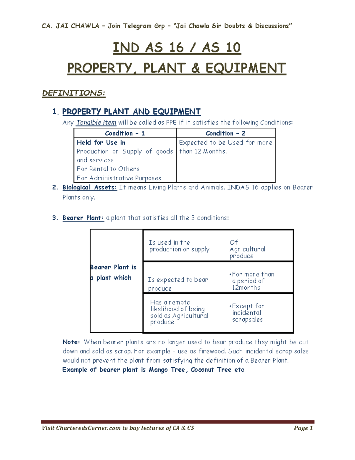 Indas 16 - PPE - Lecture notes 1 - IND AS 16 / AS 10 PROPERTY, PLANT ...