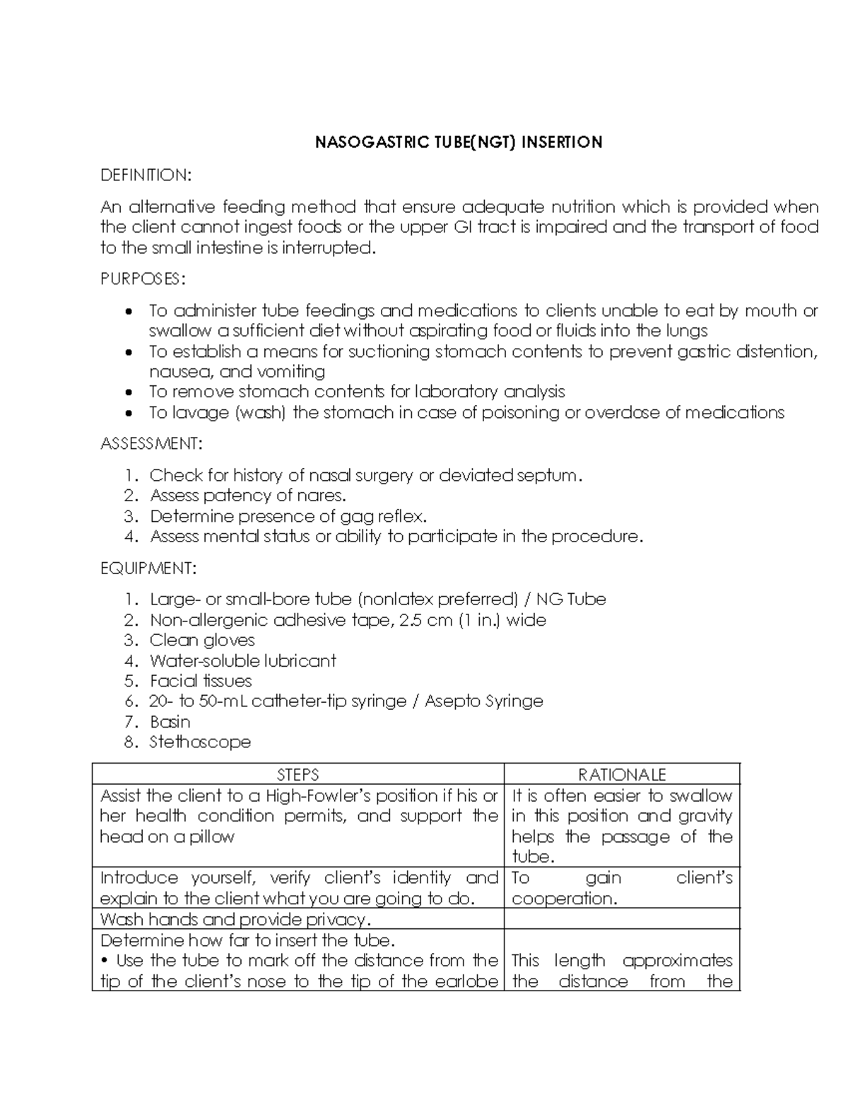 Nasogastric-TUBE - Nasogastric-TUBE - NASOGASTRIC TUBE(NGT) INSERTION ...