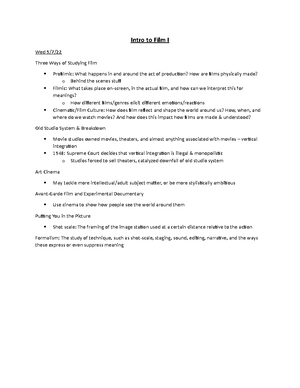 2022-30-11 Intro to Film I - Intro to Film I Wed 11/30/ Documentary ...
