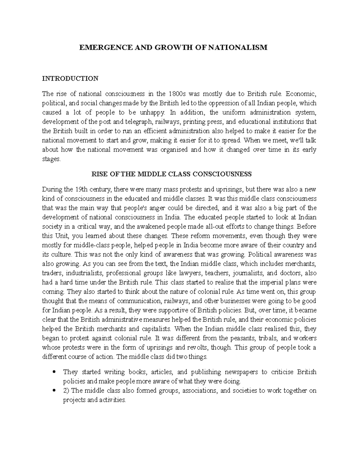 Emergence AND Growth OF Nationalism - EMERGENCE AND GROWTH OF ...