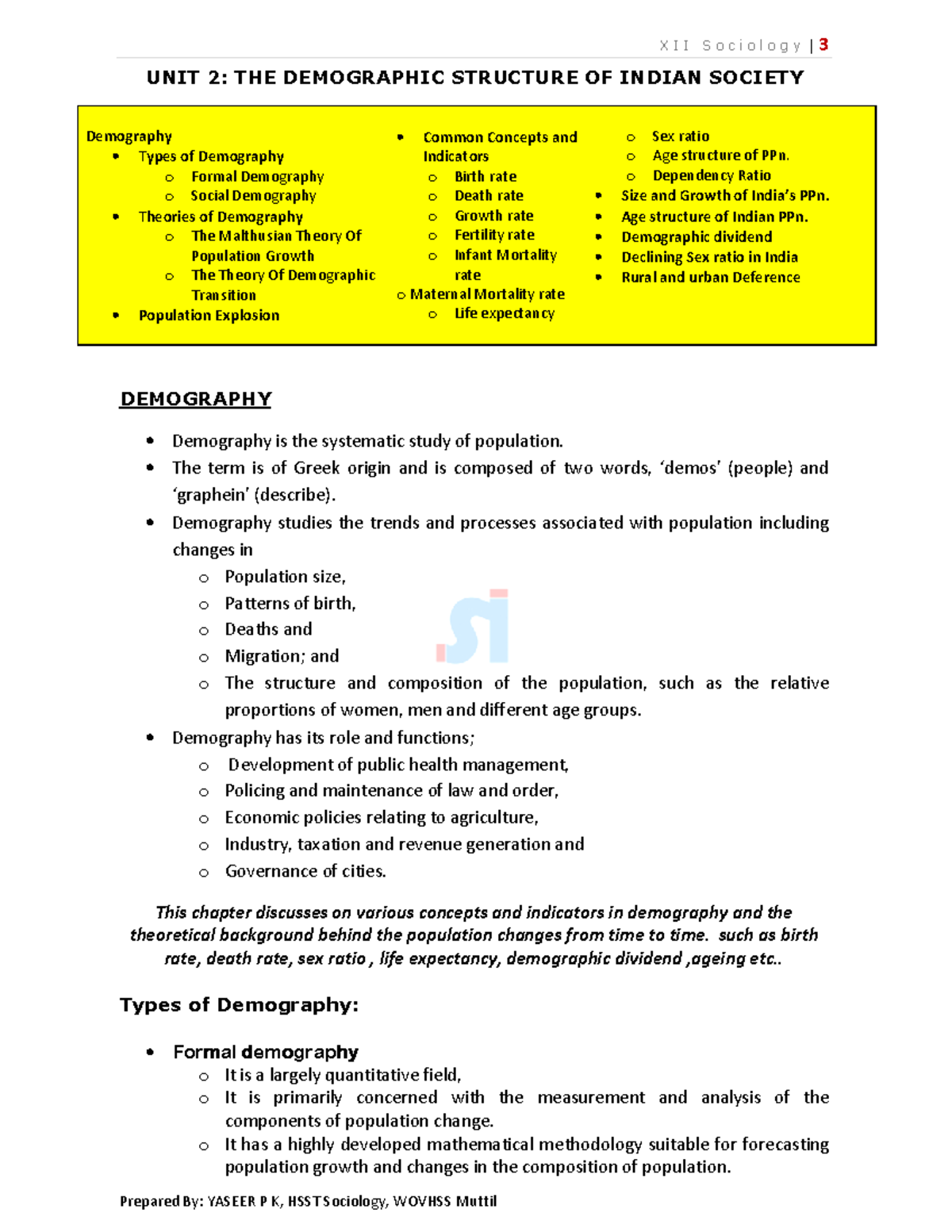 Chapter 2 Eng - UNIT 2: THE DEMOGRAPHIC STRUCTURE OF INDIAN SOCIETY ...