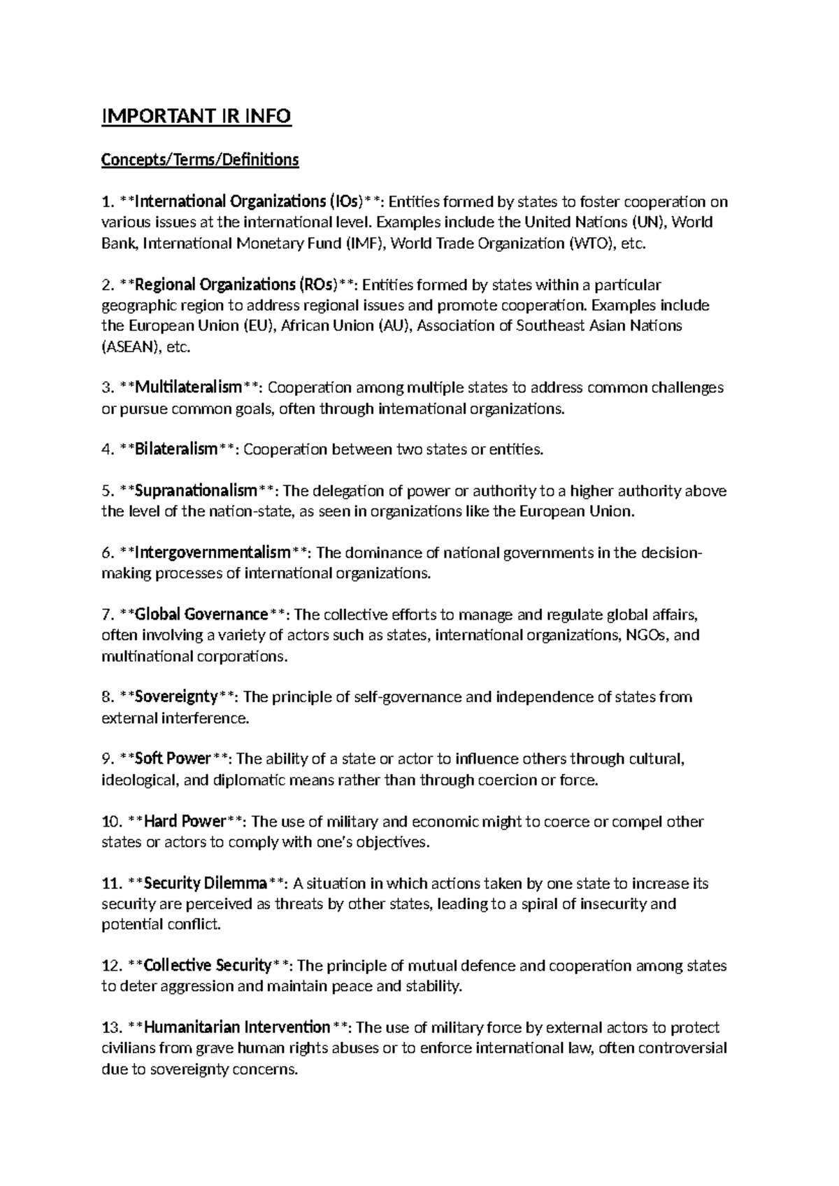 Important IR INFO - IMPORTANT IR INFO Concepts/Terms/Definitions ...