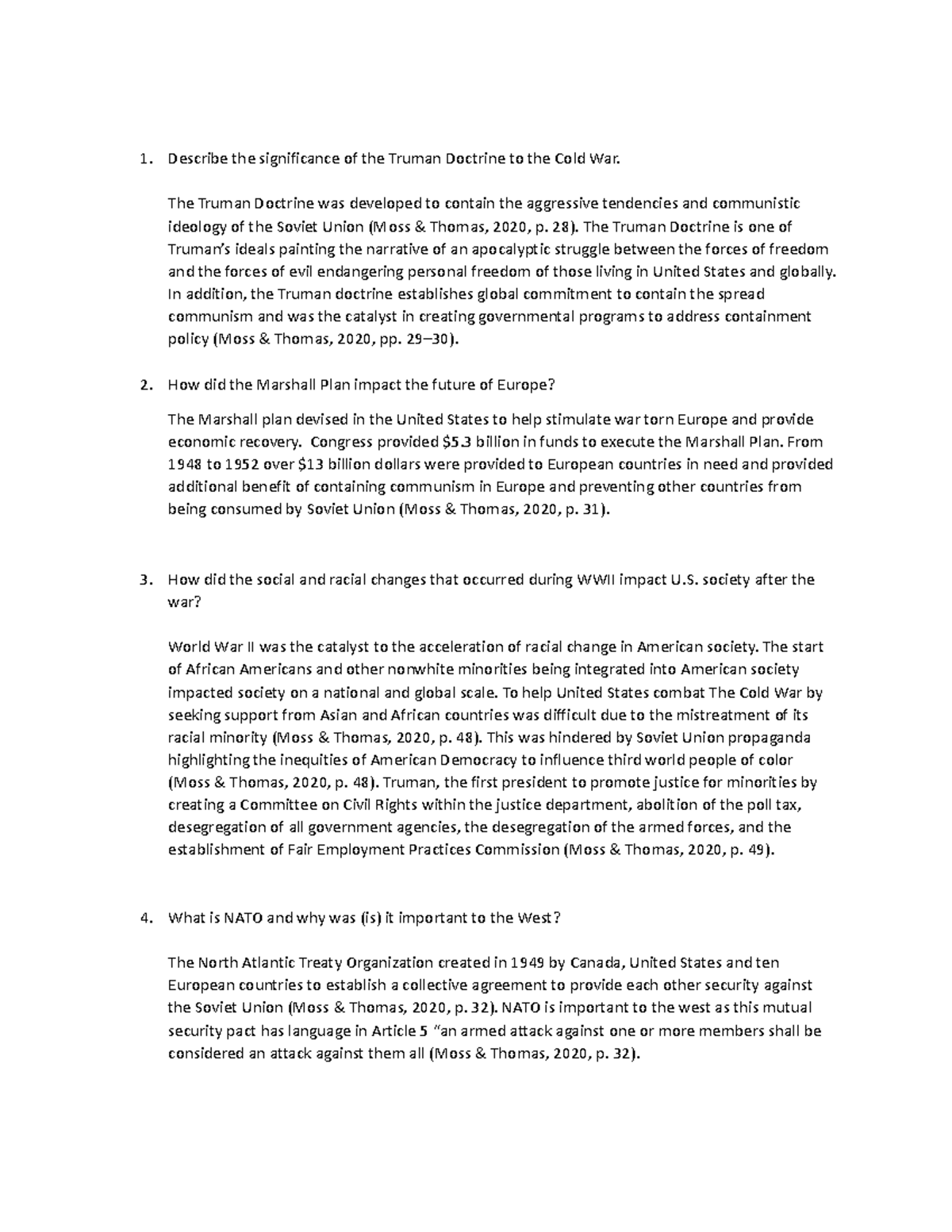 Week 1 - assignment - Describe the significance of the Truman Doctrine ...