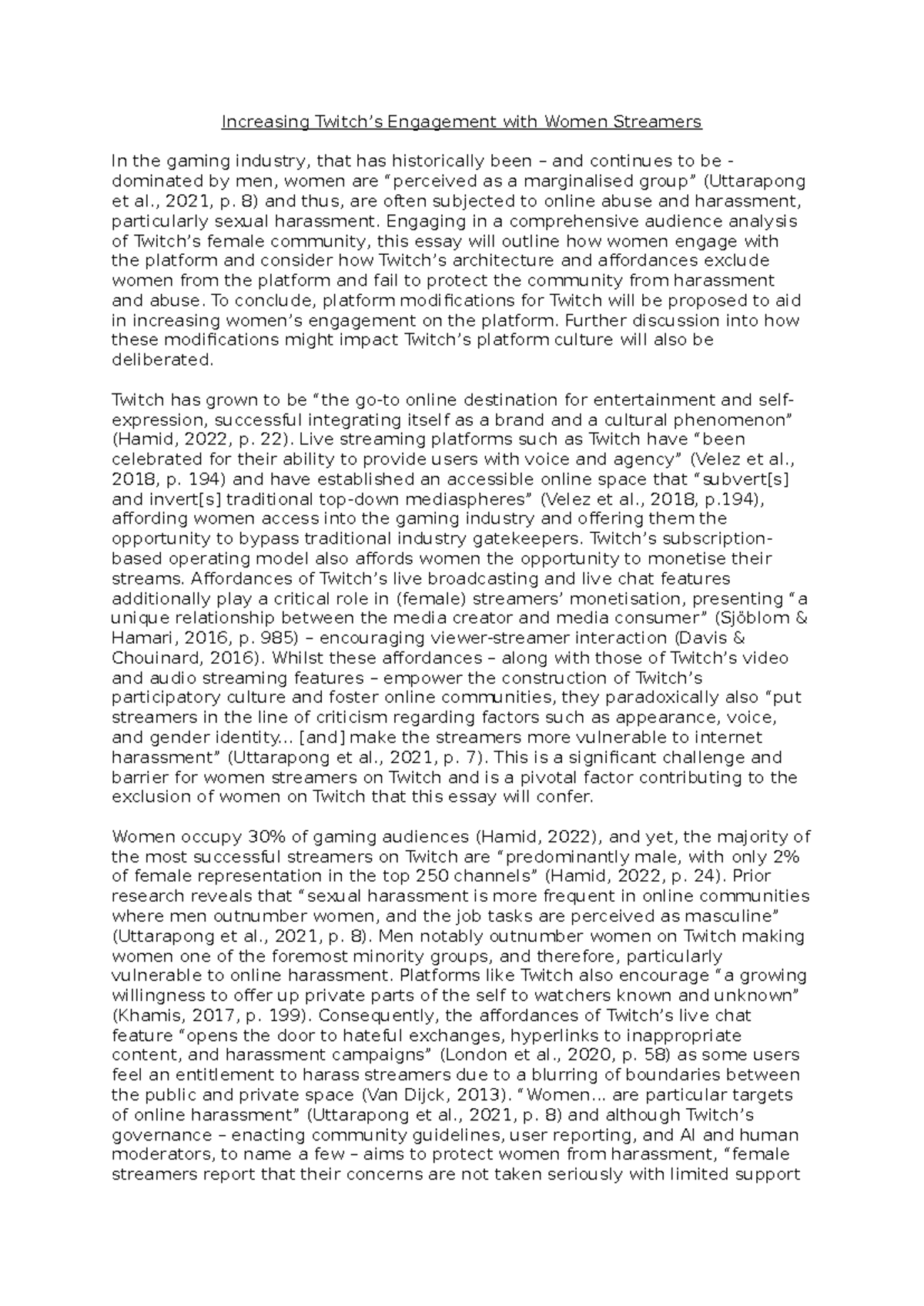 Platform Audience Analysis Essay - Increasing Twitch’s Engagement with ...
