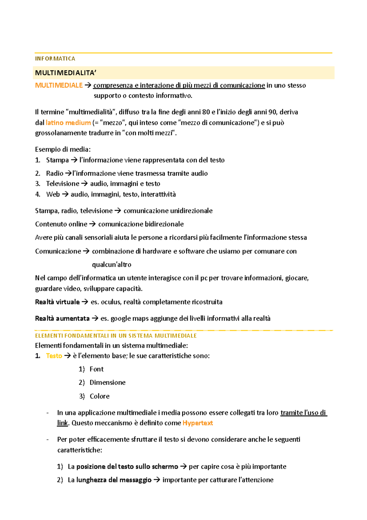 5. Multimedialità schema informatica - INFORMATICA MULTIMEDIALITA ...
