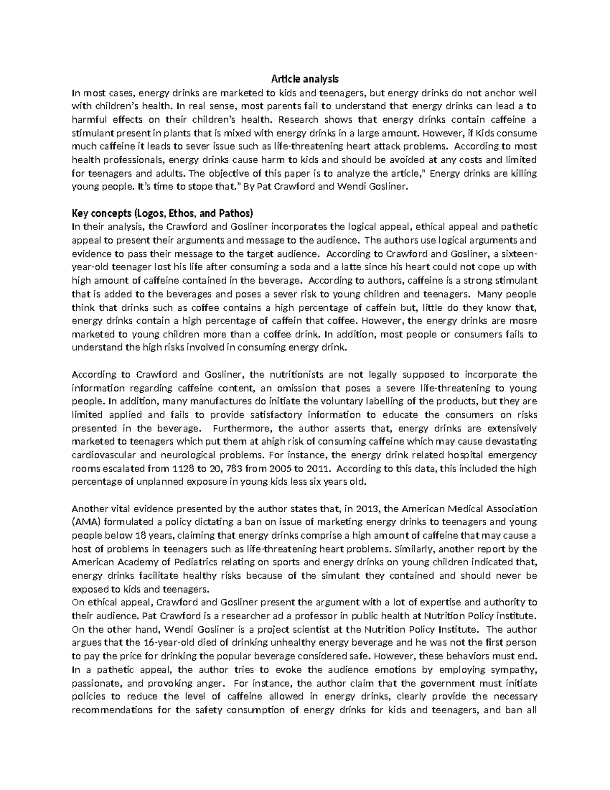 Article analysis - These were lectures and classroom materials ...