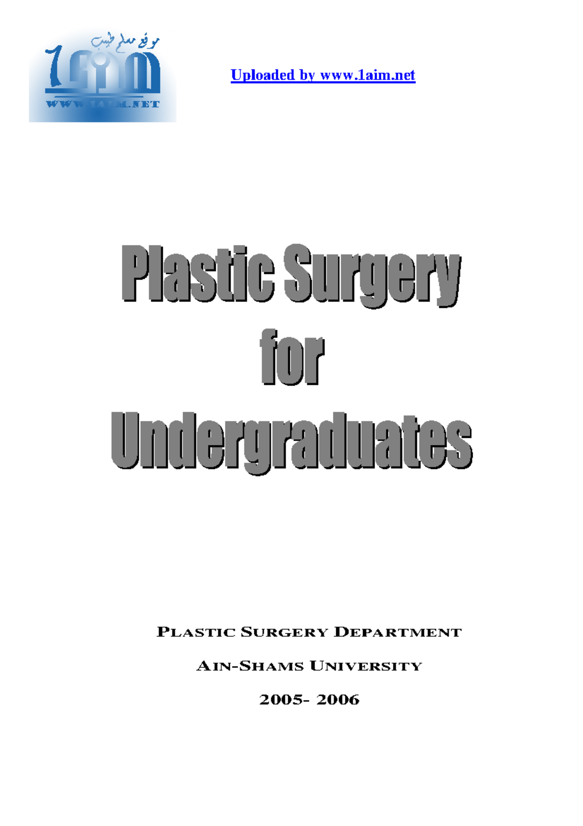 Plastic Surgery for undergraduate Plastic Surgery Department - PLASTIC ...