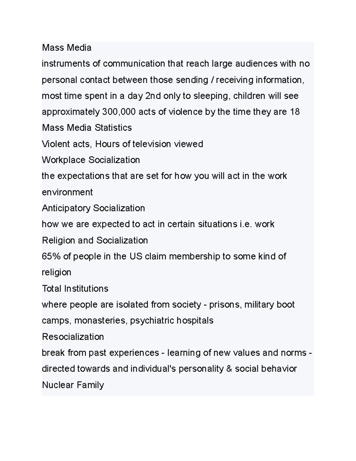 Soc ch6 - Summary notes for chapter 6 of sociology - Mass Media ...