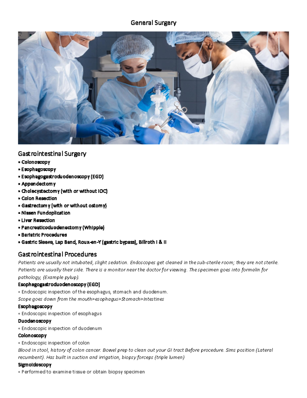General SG - General Surgery Gastrointestinal Surgery Colonoscopy ...