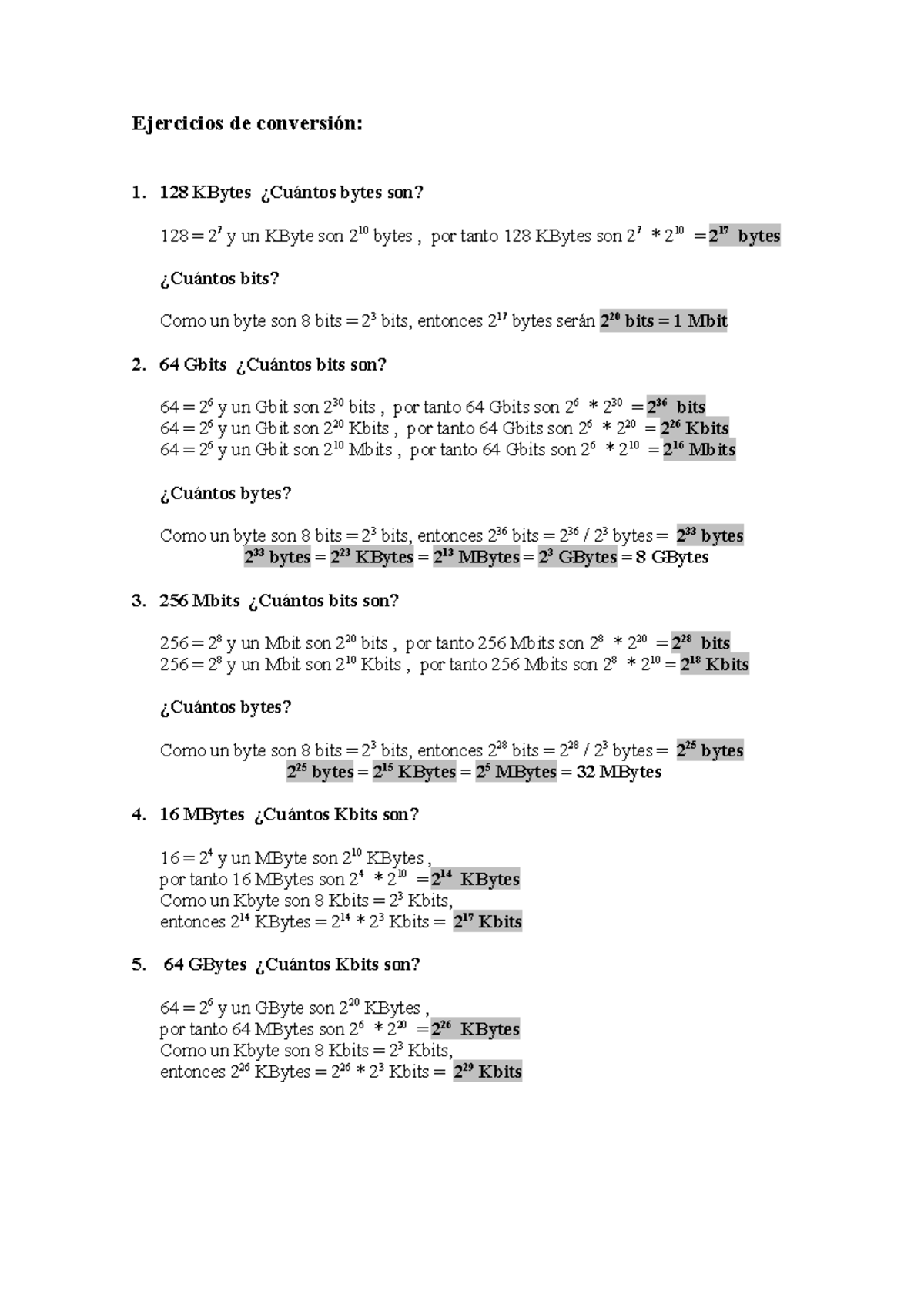 Ejercicios De Conversi n Ejercicios De Conversi n 128 KBytes