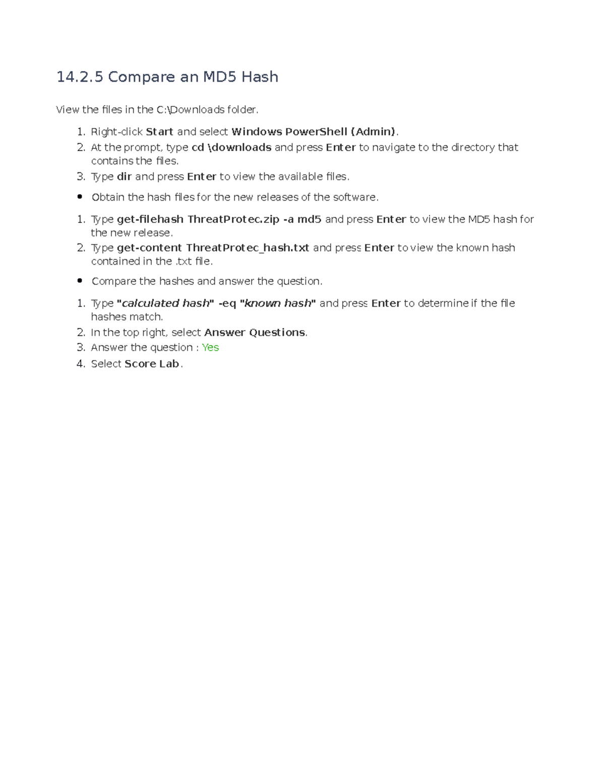 Cisc205 14 2 5 Compare An Md5 Hash 14 2 Compare An Md5 Hash View The