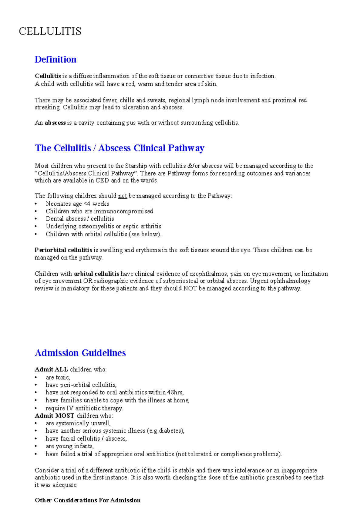 Cellulitis in Children - CELLULITIS Definition Cellulitis is a diffuse ...