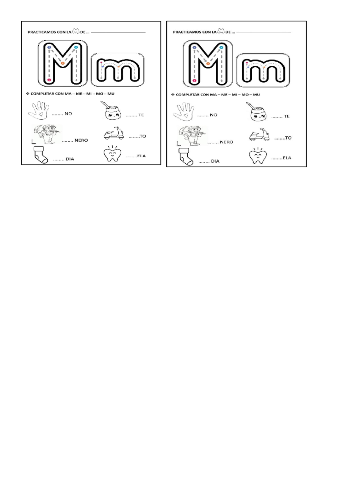 Letra M - actividad para 1er grado - Practica del Lenguaje - Studocu