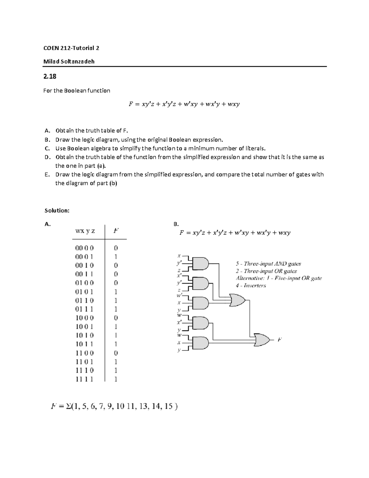 Coen 212 Practice 2 Practice Coen 212 Tutorial 2 Milad Soltanzadeh 2 For The Boolean