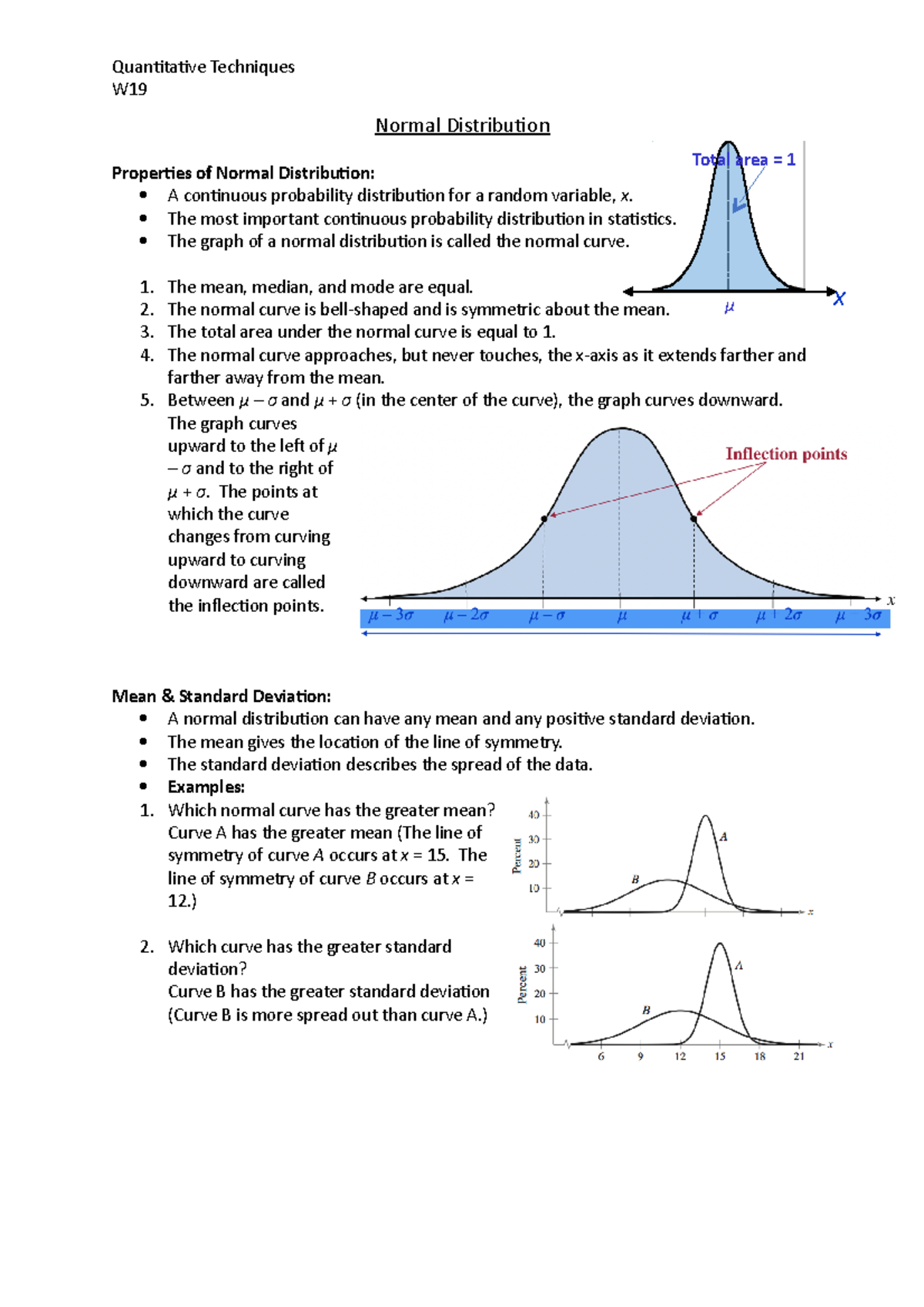 Quantitative methods - Quantitative Techniques W Normal Distribution ...