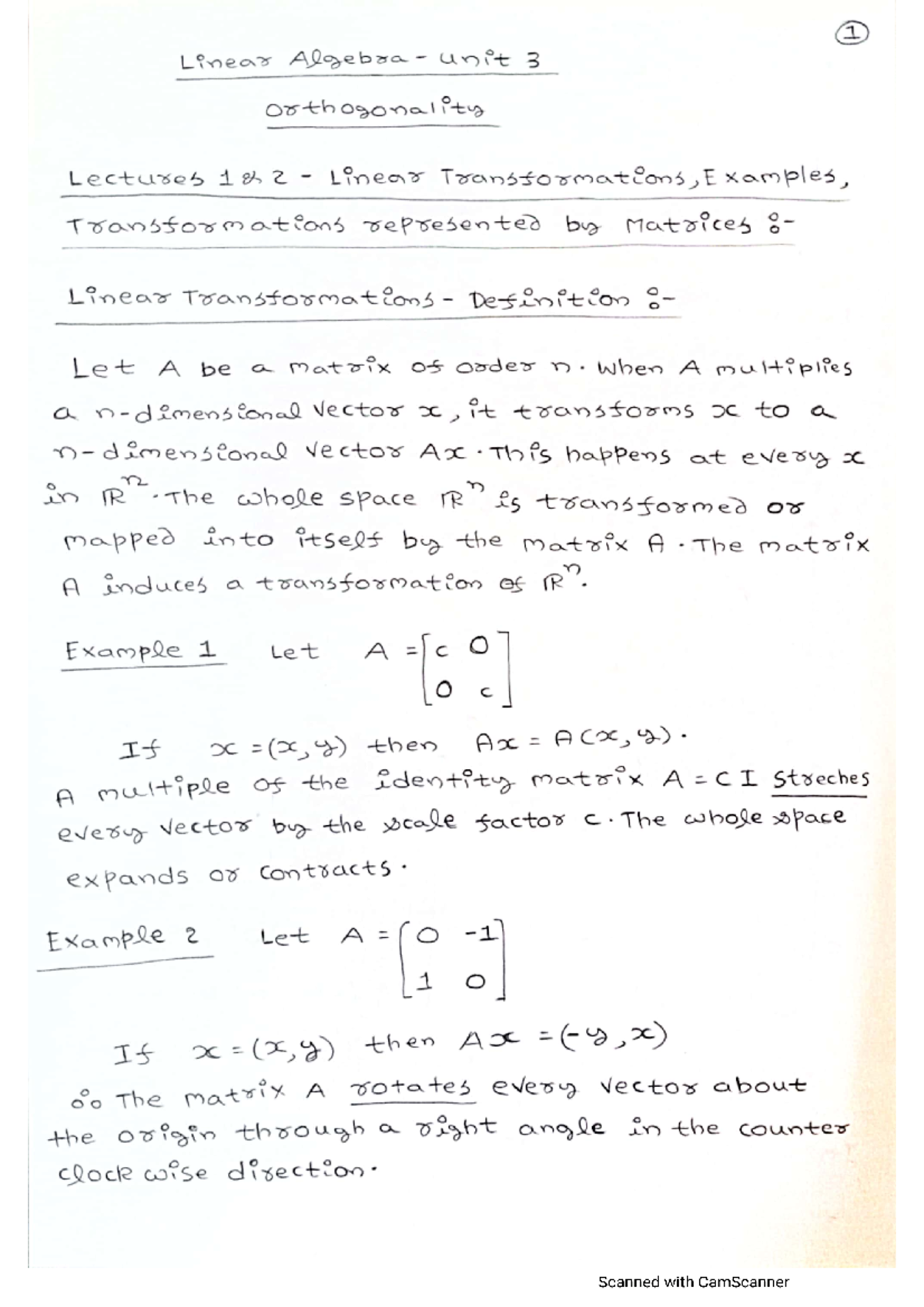 LA Unit 3 Notes - LINEAR ALGEBRA - Operating Systems - Studocu