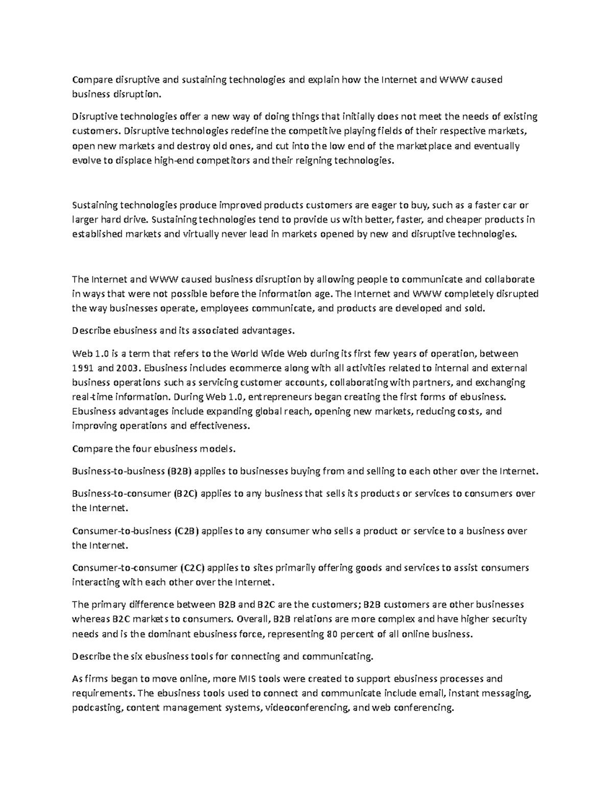 Ch 03 Review - lecture - Compare disruptive and sustaining technologies ...