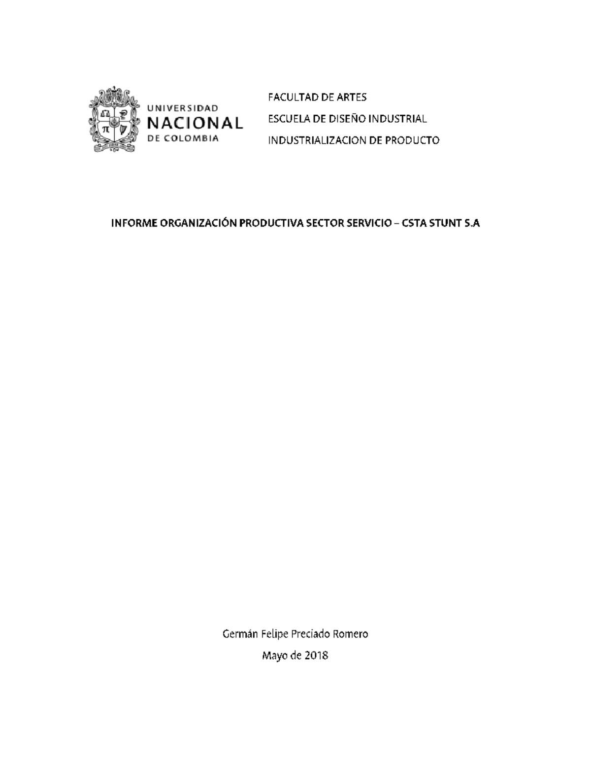 Informe de sistema productivo de servicio - Germán Felipe Preciado ...