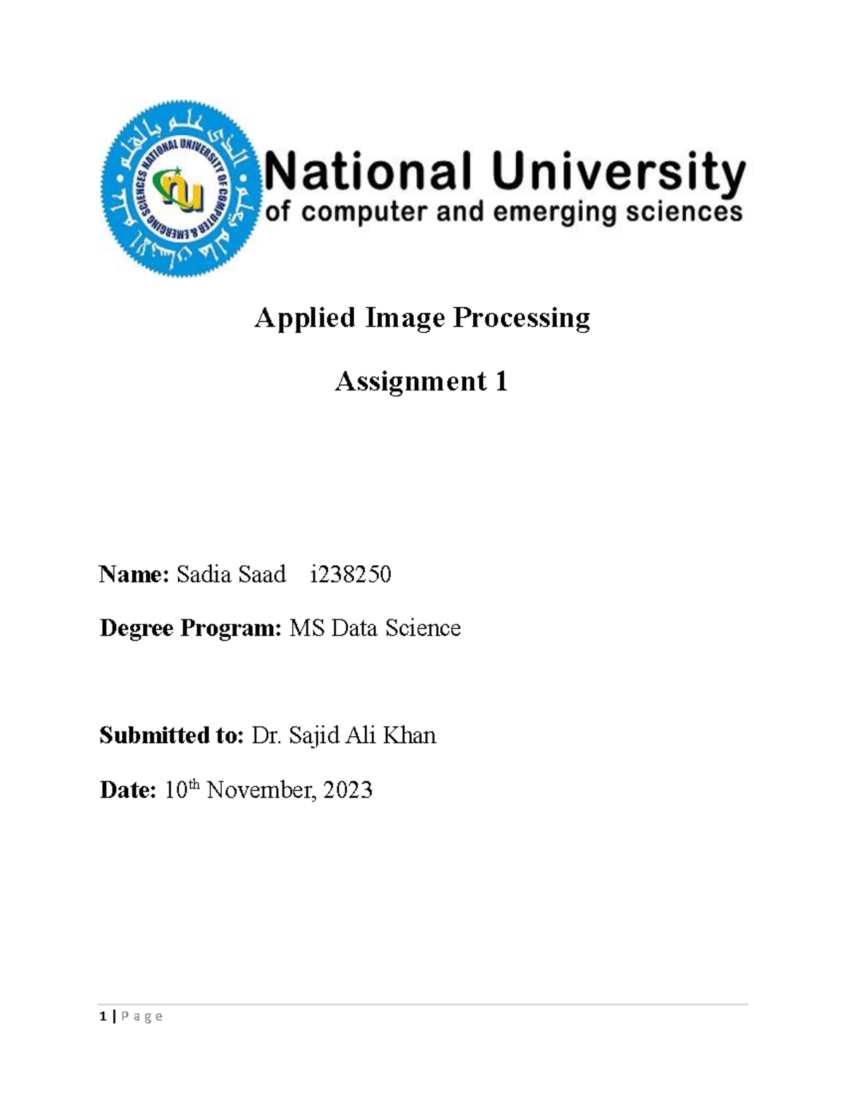 I238250 Assignment 1 - Applied Image Processing Assignment 1 Name ...
