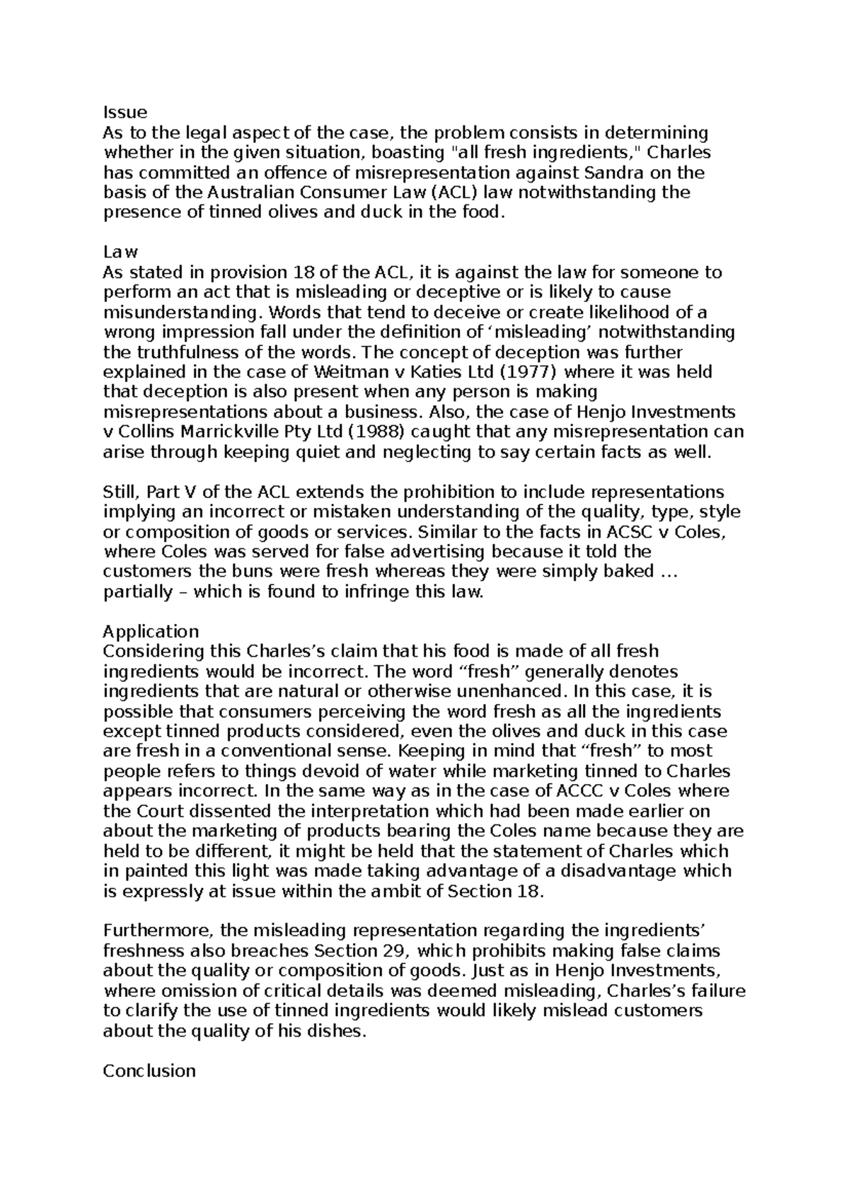 ILAC 5 - week 7 - Issue As to the legal aspect of the case, the problem ...