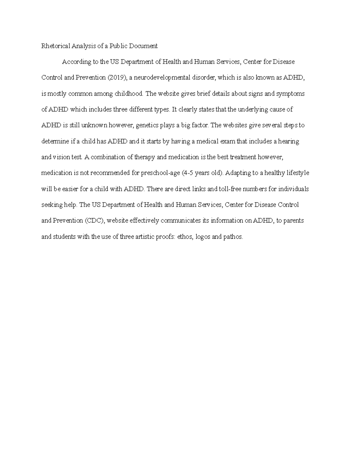 Rhetorical Analysis of a Public Document-English 101 - ENGL 215 - LU ...