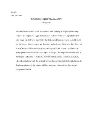 ART 461 - Japanese Contempory Essay - JAPANESE CONTEMPORARY ARTIST ...