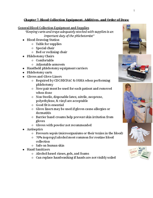 Chapter 8 Notes - **Chapter 8: Venipuncture Procedures ** Overview ...
