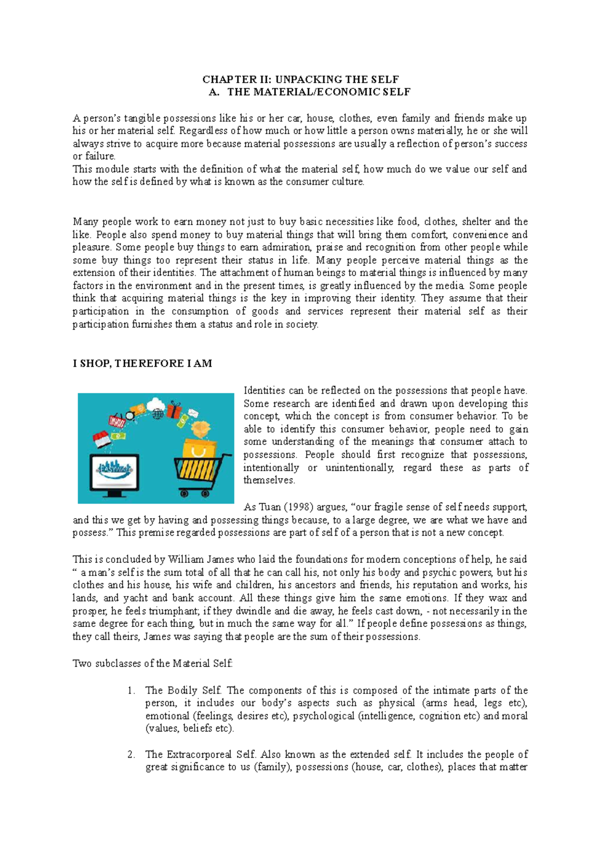 GE1 The Material Self Understanding The Self PangSU Studocu