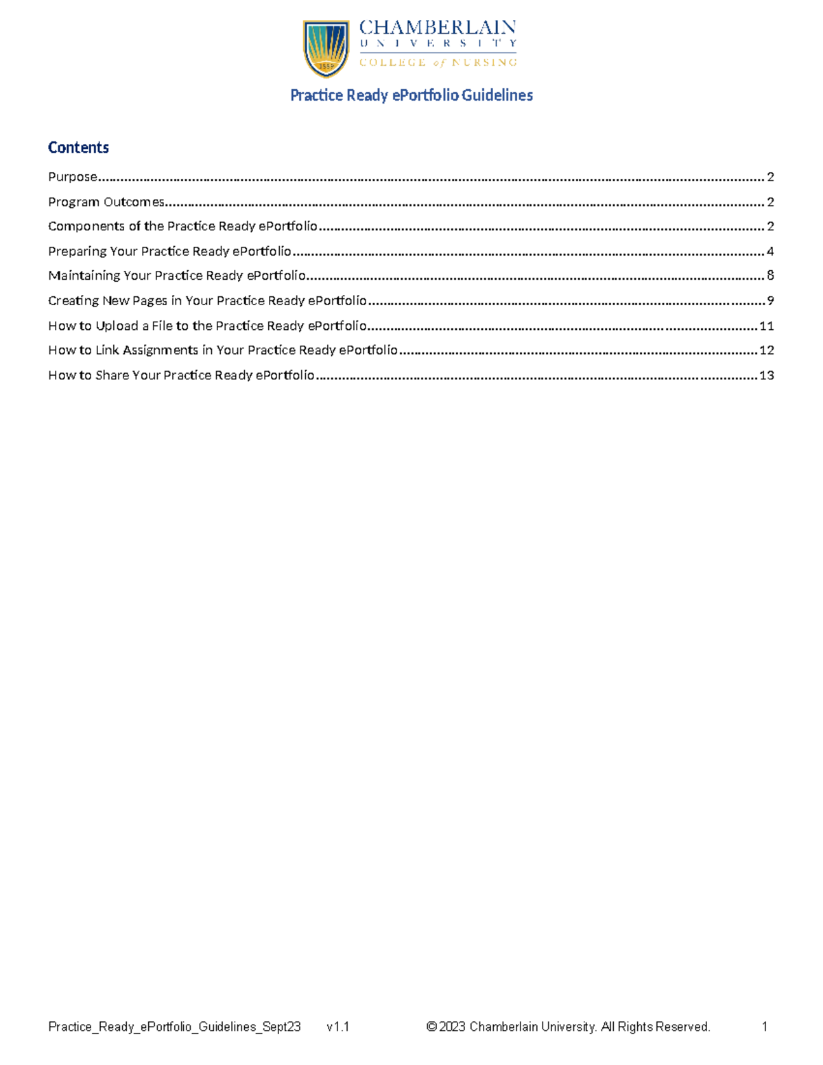 Practice Ready e Portfolio Guidelines Sept23 - Contents - Studocu