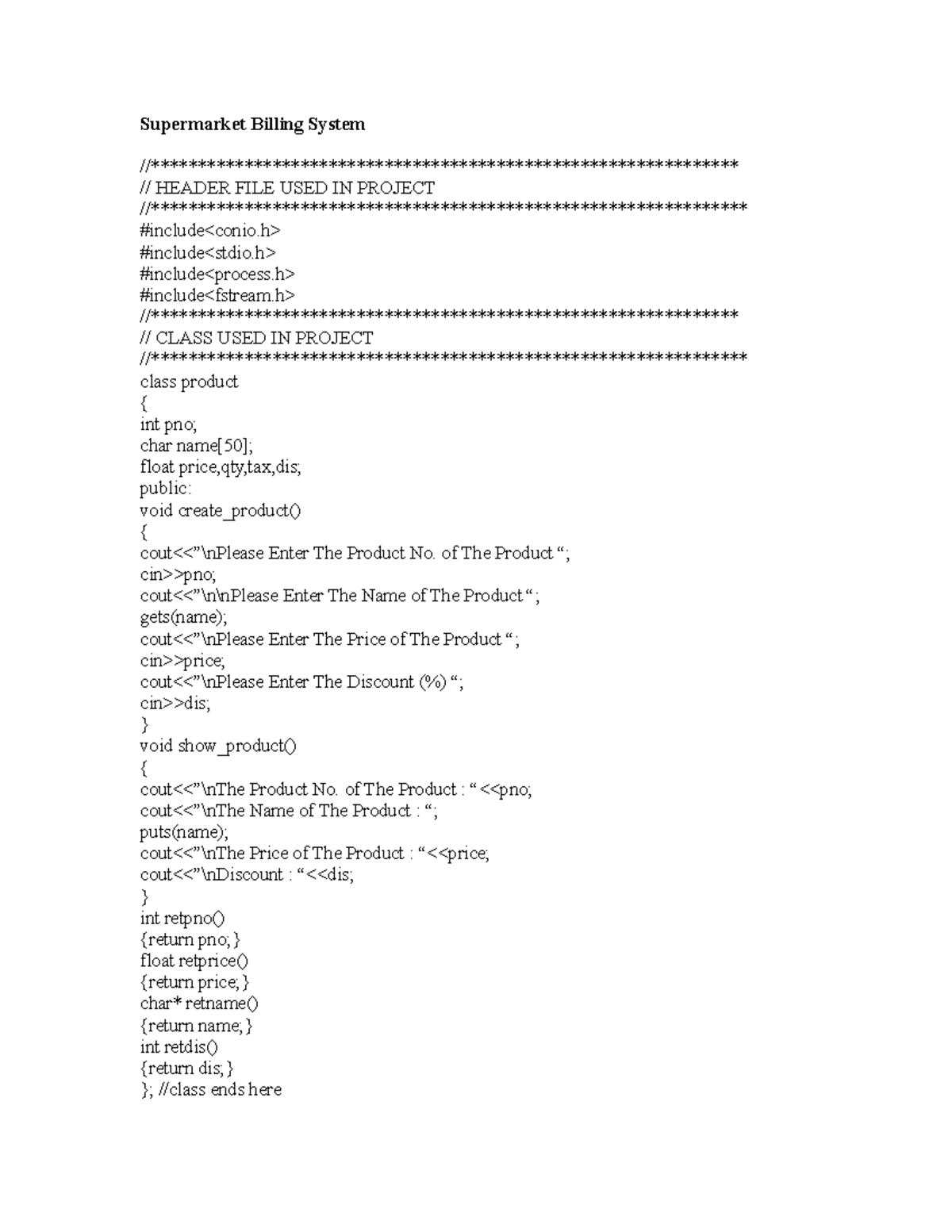 Project Supermarket - Supermarket Billing System - Studocu