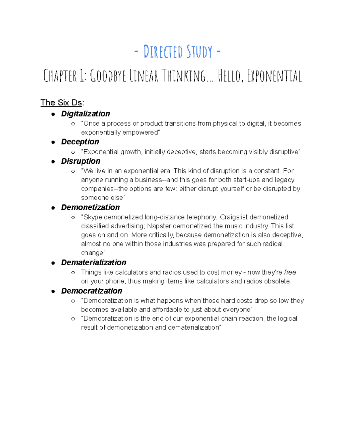 Directed Study ~ Master Notes - Directed Study - Chapter 1: Goodbye ...