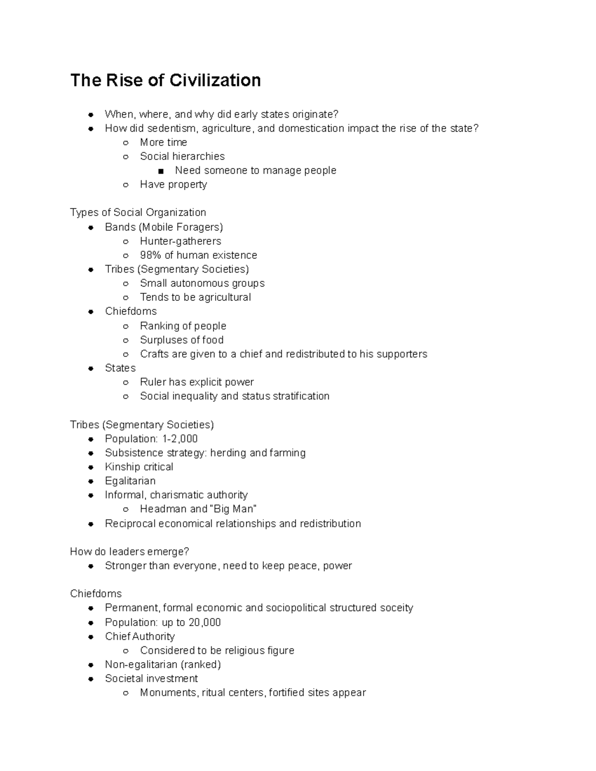 The Rise of Civilization - Studocu