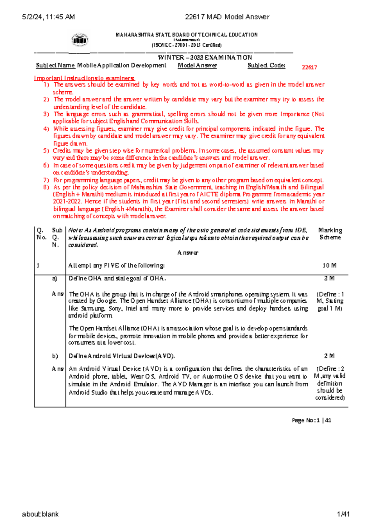 22617 MAD Model Answer - MAHARASHTRA STATE BOARD OF TECHNICAL EDUCATION ...