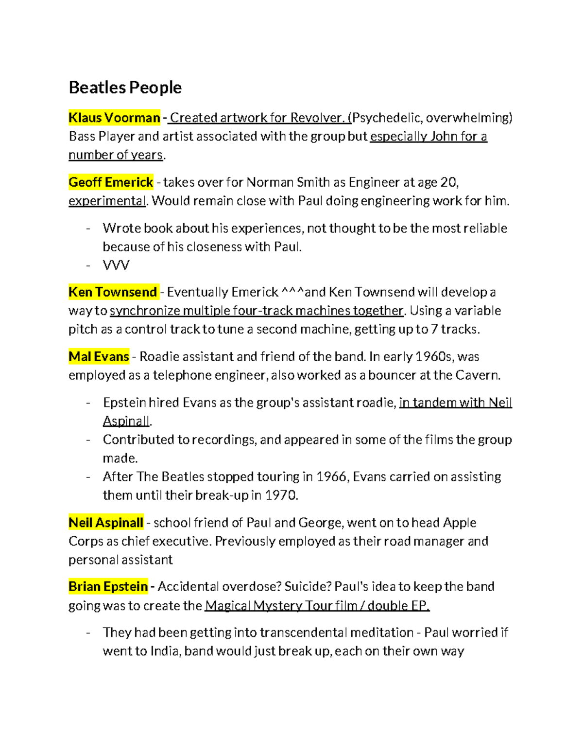 Beatles Final Study Guide - Beatles People Klaus Voorman - Created ...