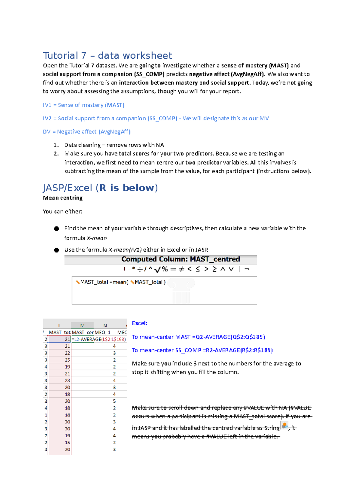 PSY3062 Tut 07 - data worksheet ans - Tutorial 7 – data worksheet Open ...