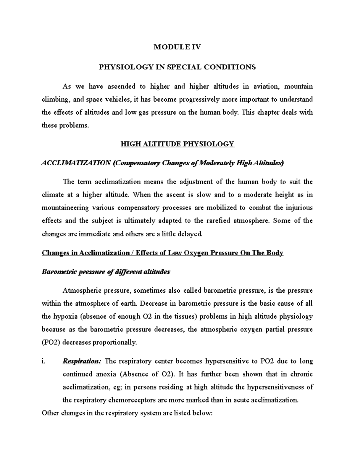 Module 4 - Physiology notes - MODULE IV PHYSIOLOGY IN SPECIAL ...