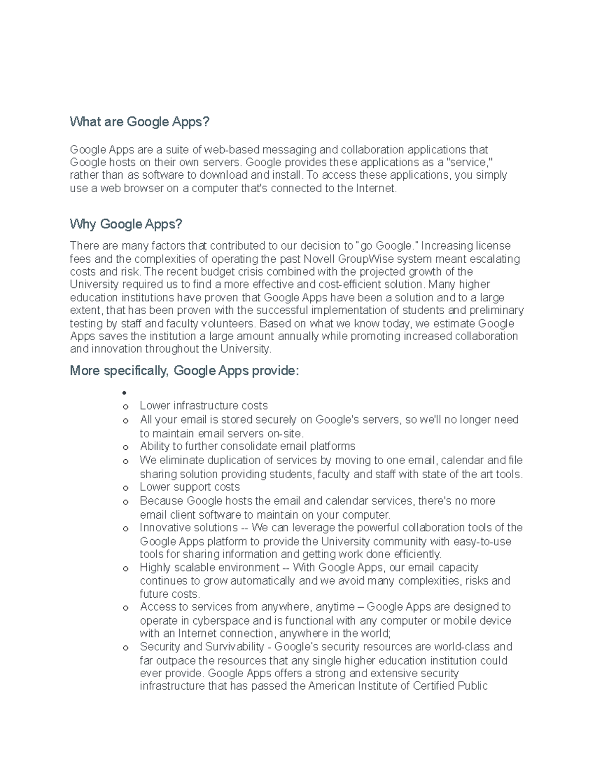 Lesson 10 Google Apps - Notes - What are Google Apps? Google Apps are a ...