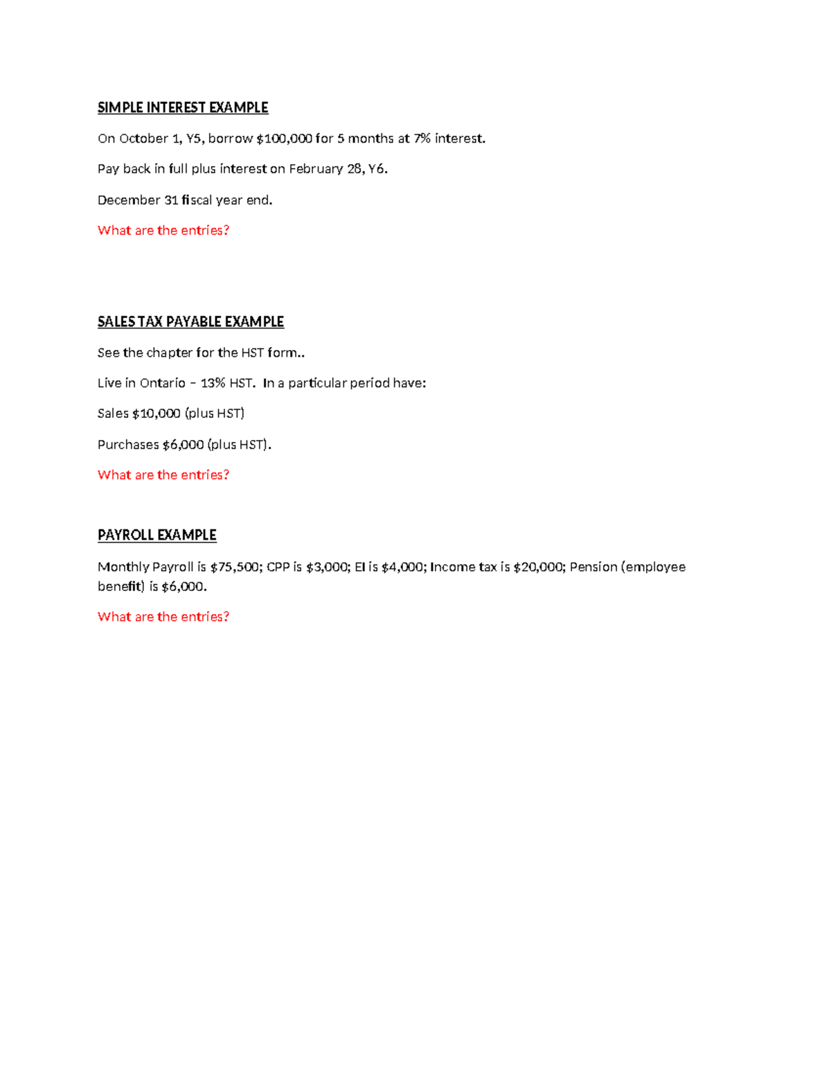 Chapter 12 - In Class Examples - SIMPLE INTEREST EXAMPLE On October 1 ...