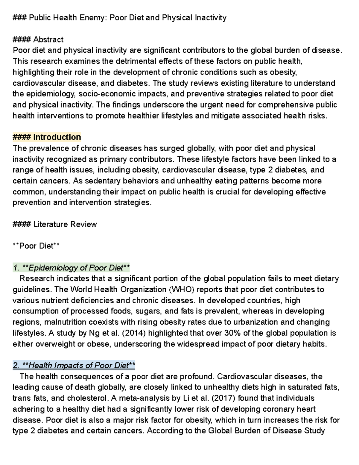 Health promotion - helpful - Public Health Enemy: Poor Diet and ...