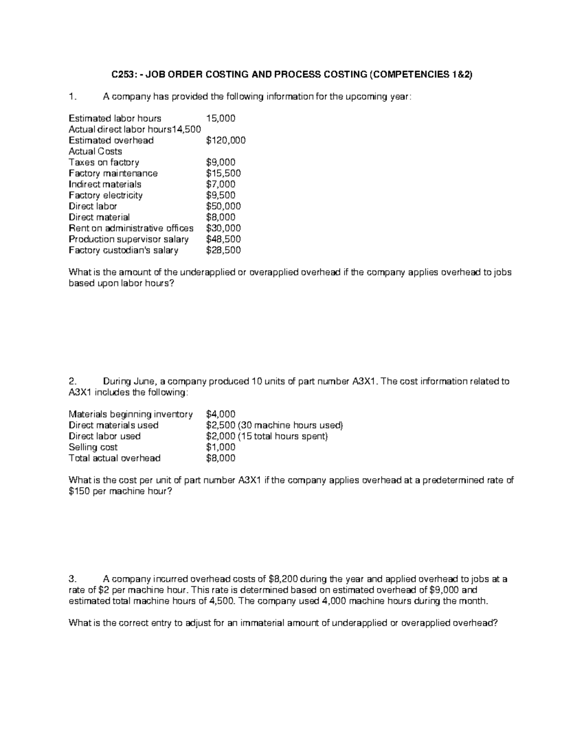 All Competencies 1-8 Practice Questions - Unanswered - C253: - JOB ...