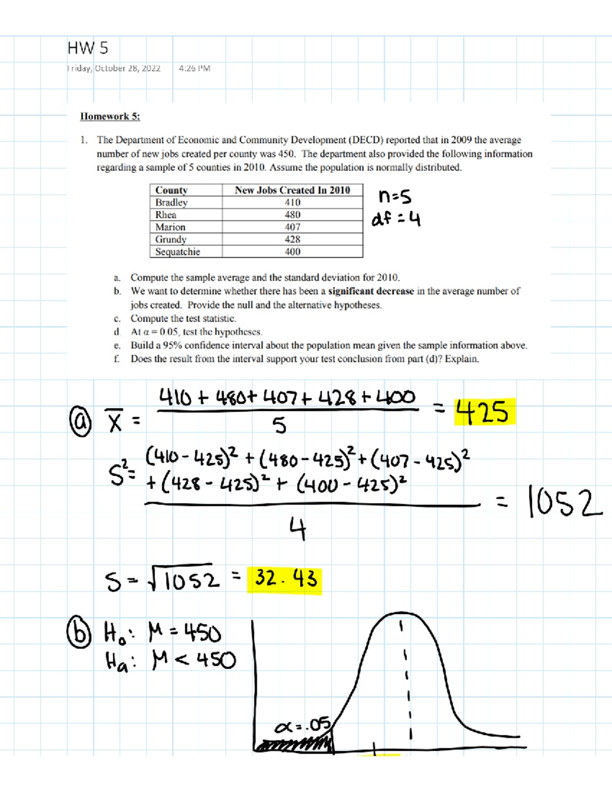 Homework 5 - MGSC 1201 - NU - Studocu